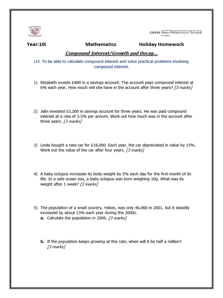 Compound - Interest Worksheets | PDF | Interest | Compound Interest