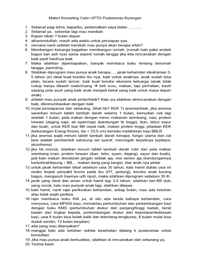 Konseling Pra-Nikah di Puskesmas | PDF | Kesehatan Holistik