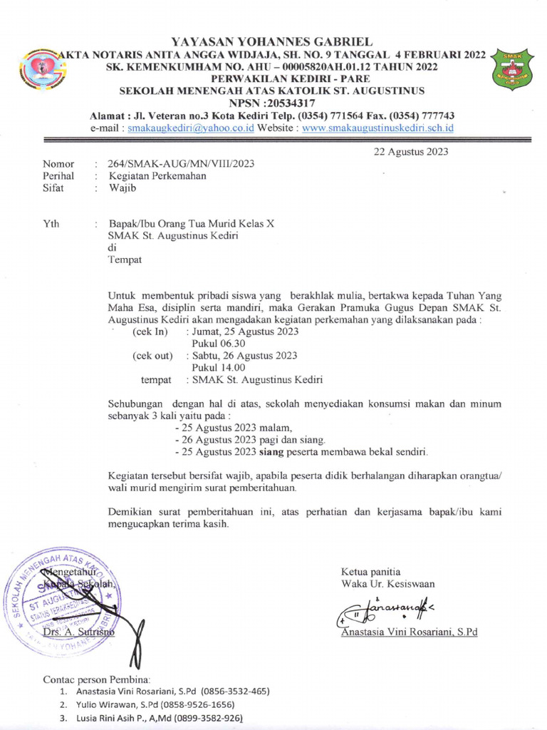 Surat PEmberitahuan Ke Orang Tua (PERJUSA) X | PDF