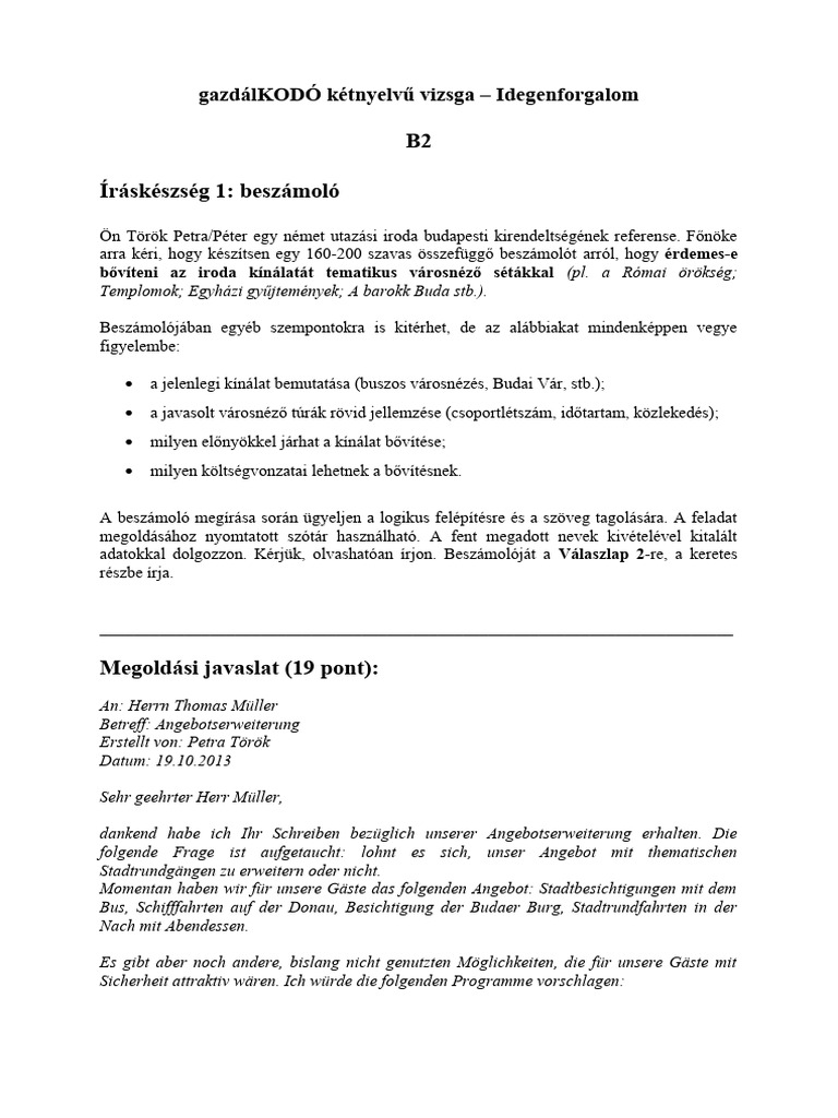 N Kozep 2ny Iifo S Beszamolo Email Minta | PDF