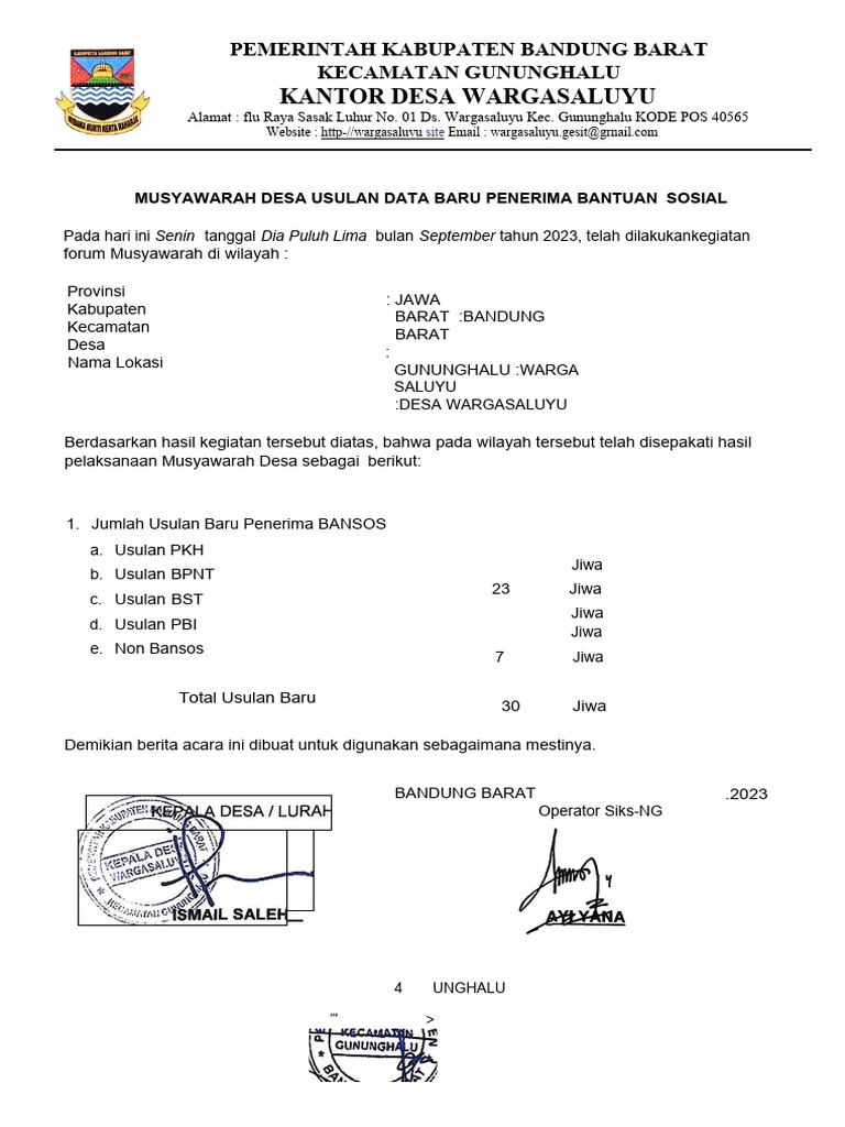 BA Rapat Usulan DTKS 2 | PDF