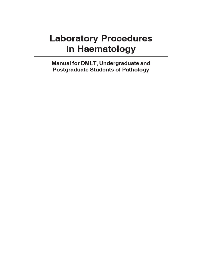 Haematology Laboratory Procedures Manual | PDF