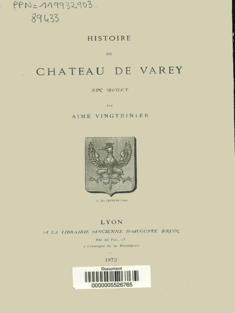 Histoire Du Chateau de Varey Aime Vingtrinier | PDF