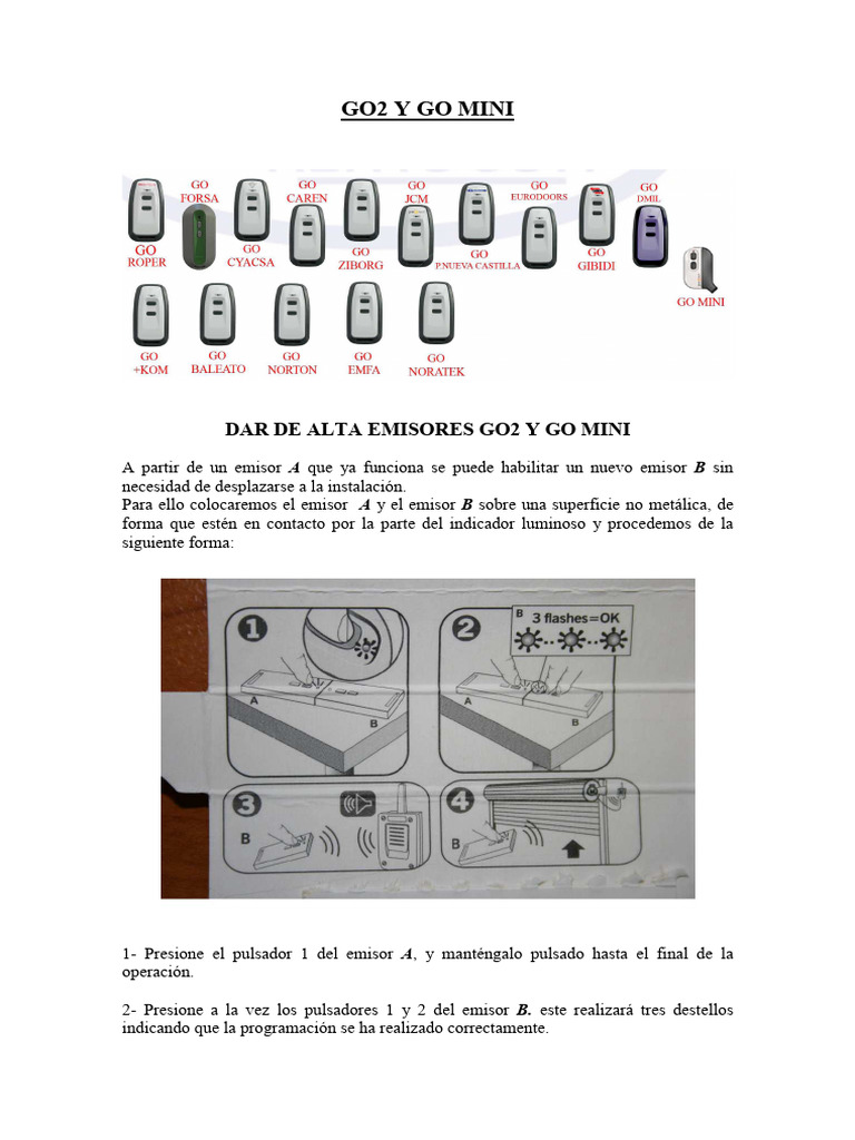 GOMI.GI#INSTRUCCIONES ALTA MANDO JCM GO2, GO4 Y GO MINI | PDF