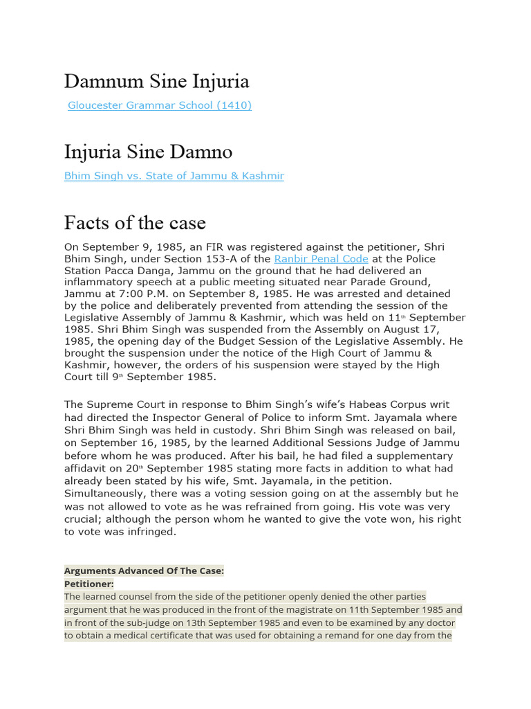 Damnum Sine Injuria | PDF