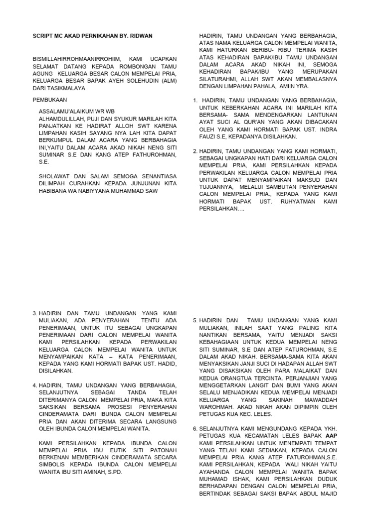 Script Mc Akad Nikah Bahasa Indonesia Pdf