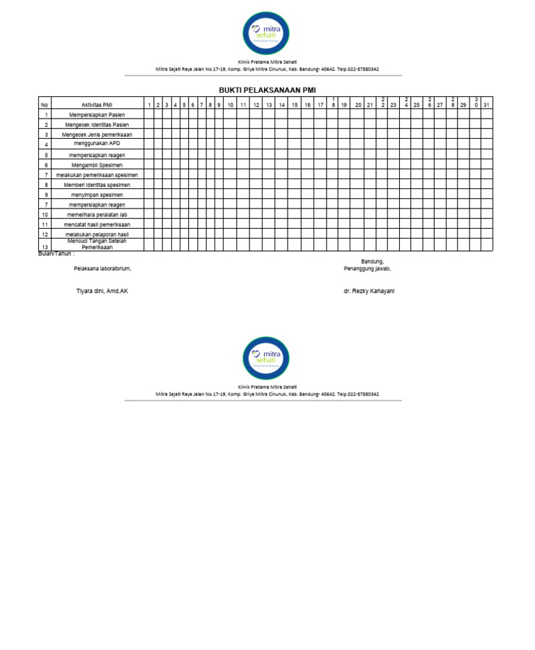 Bukti Pelaksanaan Pmi | PDF