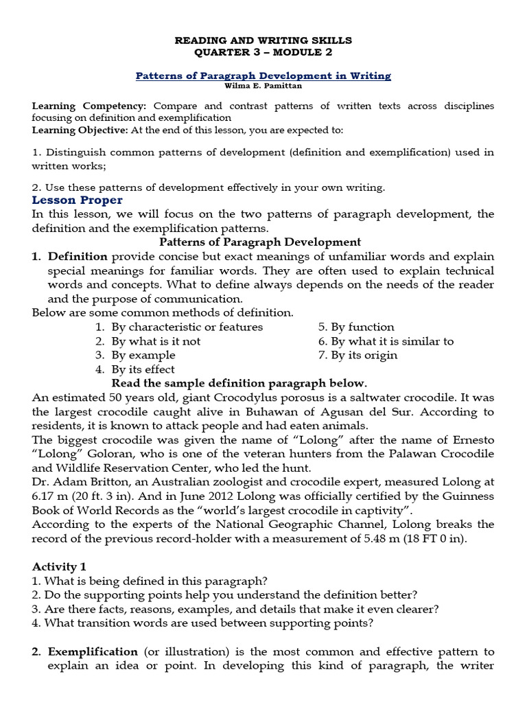 WEEK-1 Day 2-READING and Writing 11 | PDF