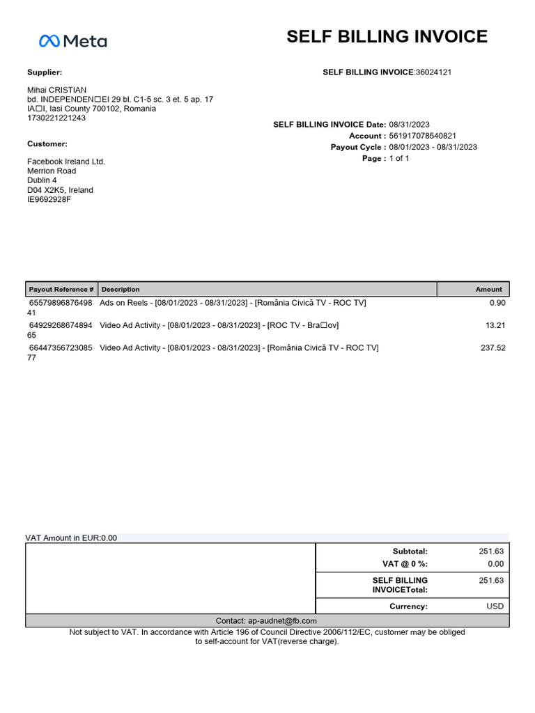 Self Billing Invoice 36024121 | PDF