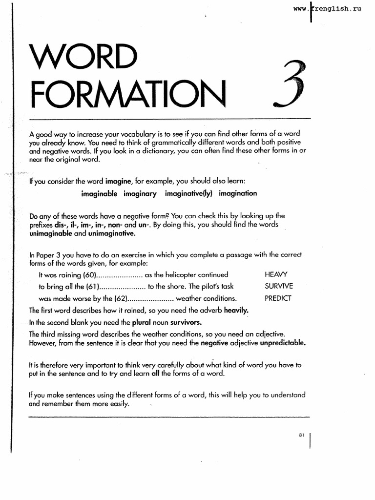 First Certificate-WORD FORMATION 1 | PDF | Adverb | Adjective