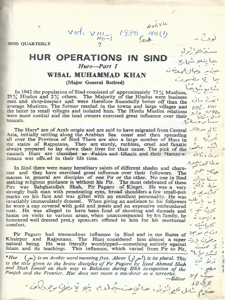 Hur Operations in Sind Hur Part I Wisal | PDF