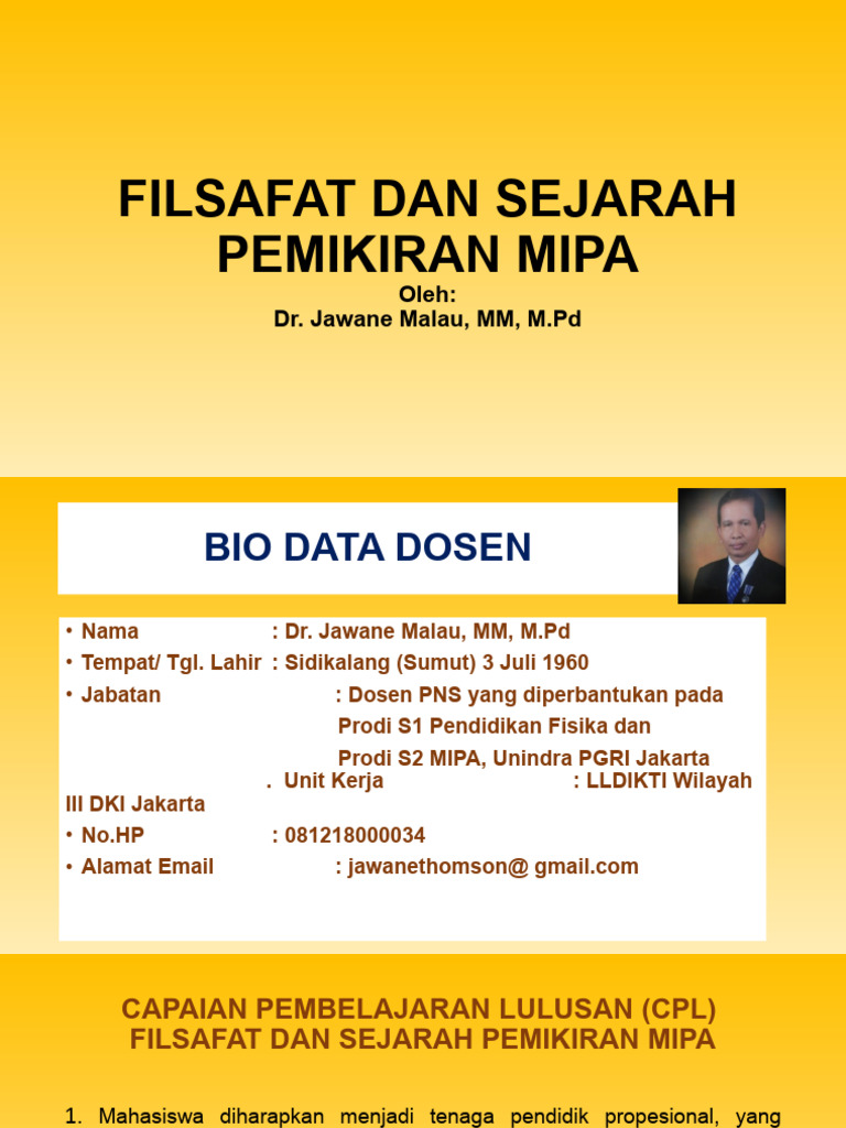 Pertemuan 1 Filsafat Dan Sejarah Pemikiran Mipa | PDF