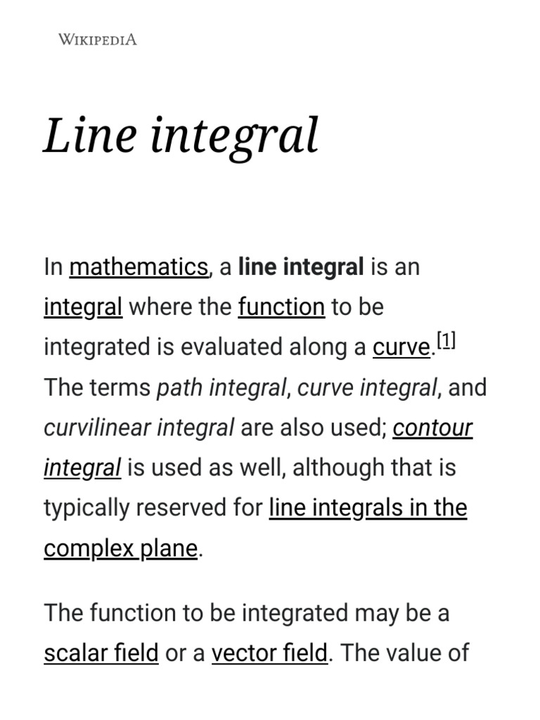 Line Integral - Wikipedia | PDF