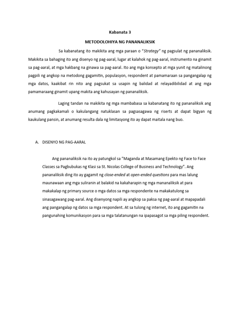 Kabanata-3-disenyo-ng-pag-aaral | PDF