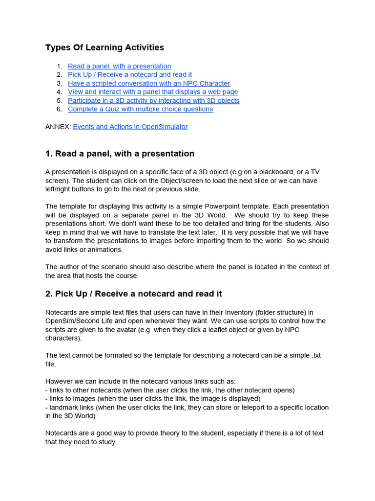 Types Of Learning Activities (2) | PDF