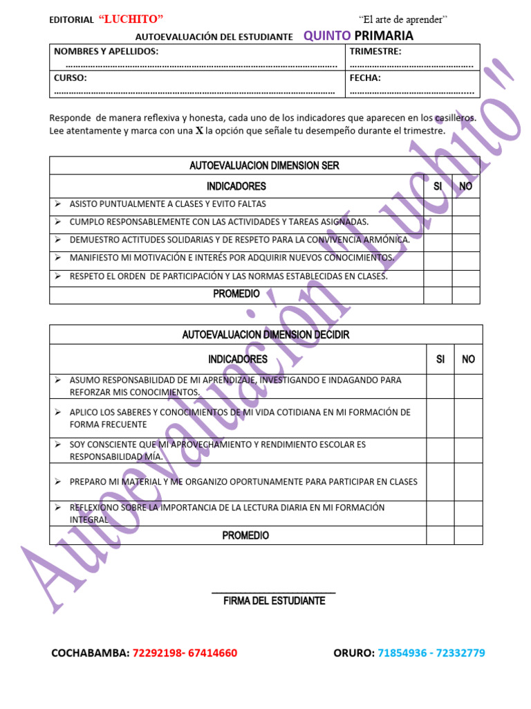 Autoeval. Luchito 5to y 6to | PDF
