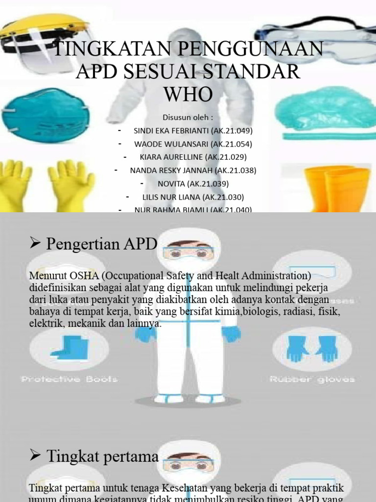 Tingkatan Penggunaan Apd Sesuai Standar Who | PDF | Sains & Matematika