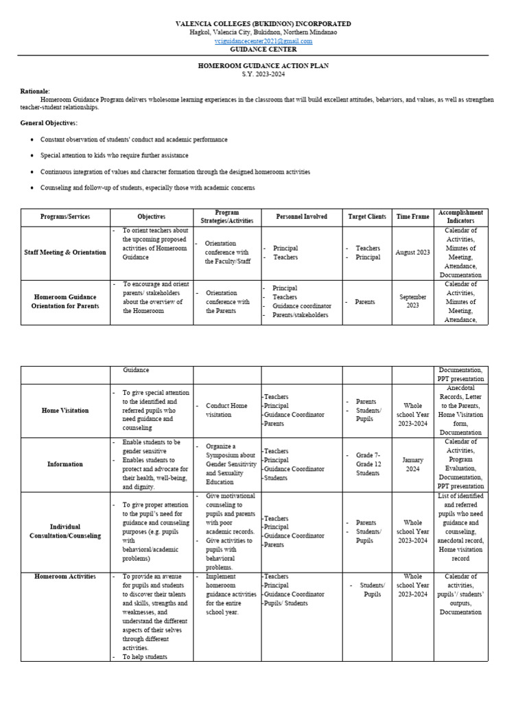Homeroom-Guidance-Plan-23- | PDF