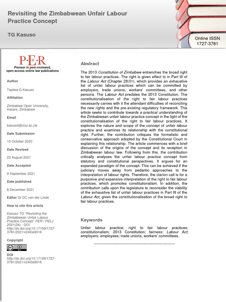 Revisiting - The - Zimbabwean - Unfair - Labour Paper | PDF