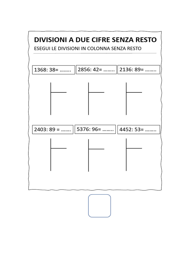 Divisioni A Due Cifre Senza Resto | PDF