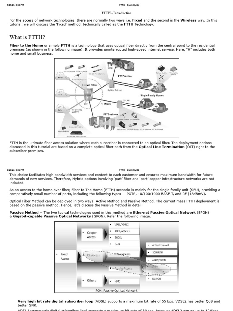 FTTH - Quick Guide | PDF