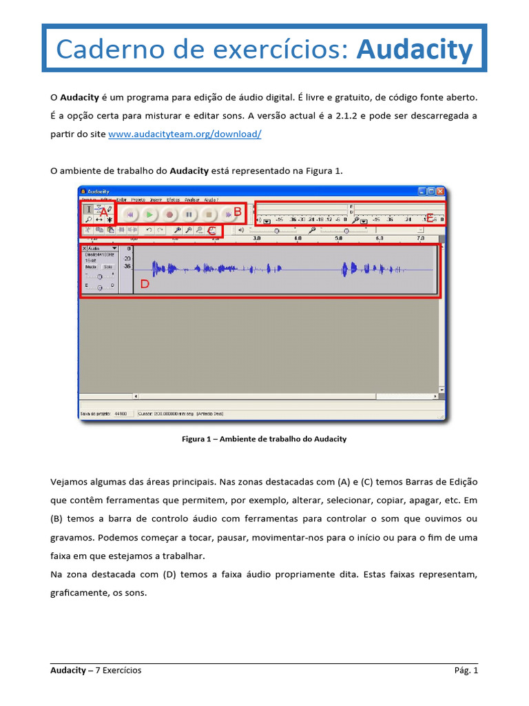 Som - Audacity - Caderno Com 7 Atividades Iniciais | PDF