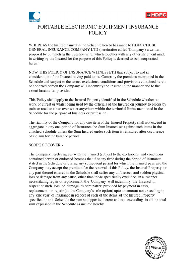 Portable Electronics Insurance | PDF