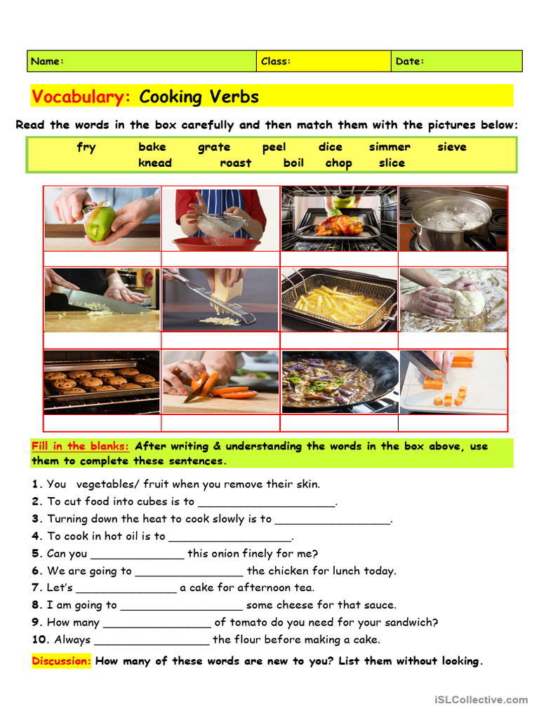 Vocabulary_ Cooking Verbs | PDF