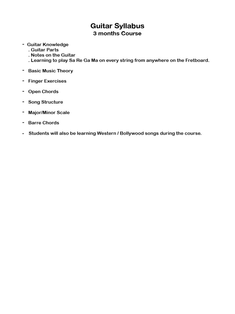 3 Months Guitar Syllabus | PDF
