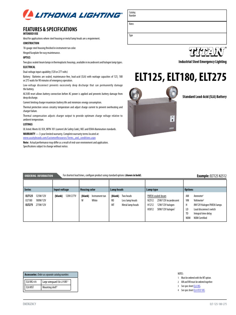 Industrial Emergency Lighting ELT Series | PDF