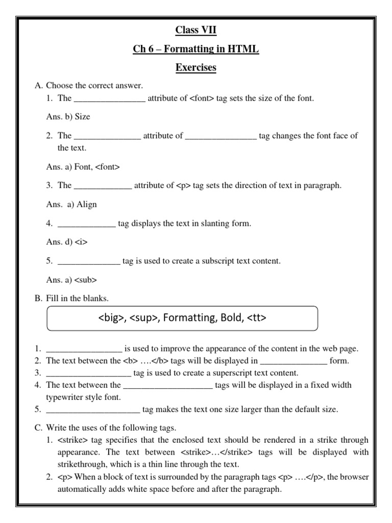 Class VII CH 6 BAck Exercises and Question Answers | PDF