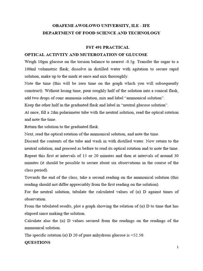 Optical Activity and Mutarotation of Sugars | PDF | Science & Mathematics