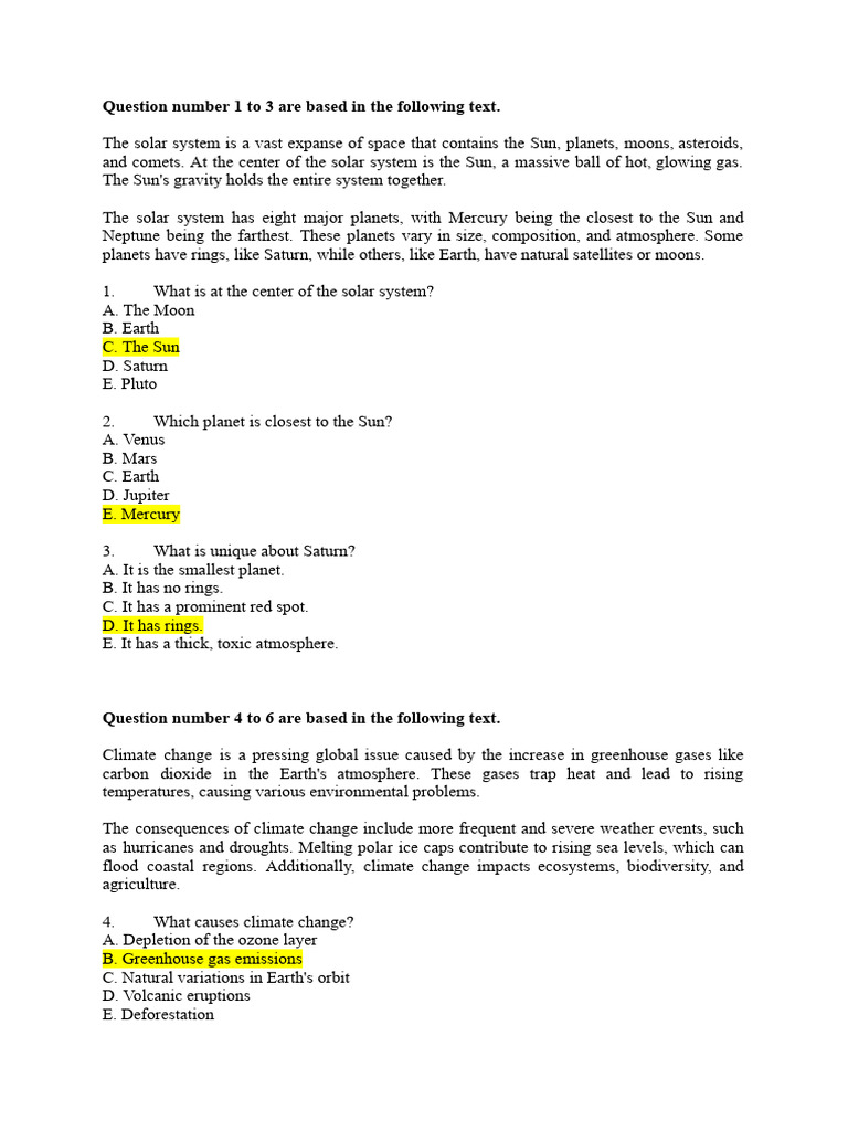 Question Number 1 To 3 Are Based in The Following Text | PDF