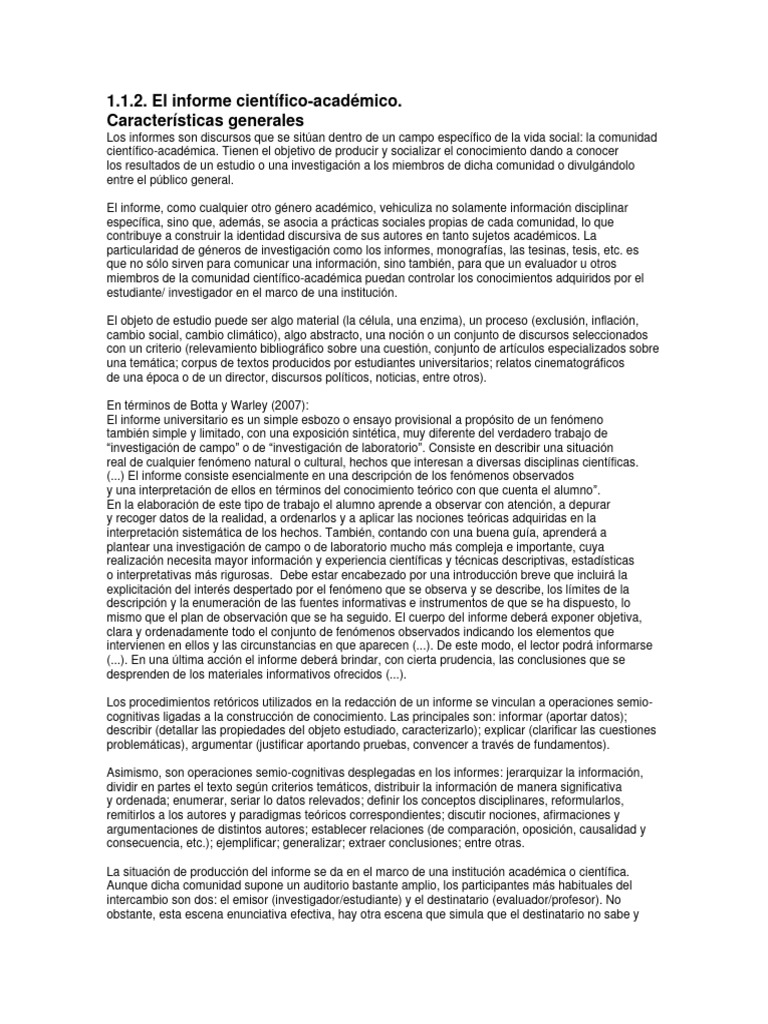 El Informe - Características Generales | PDF