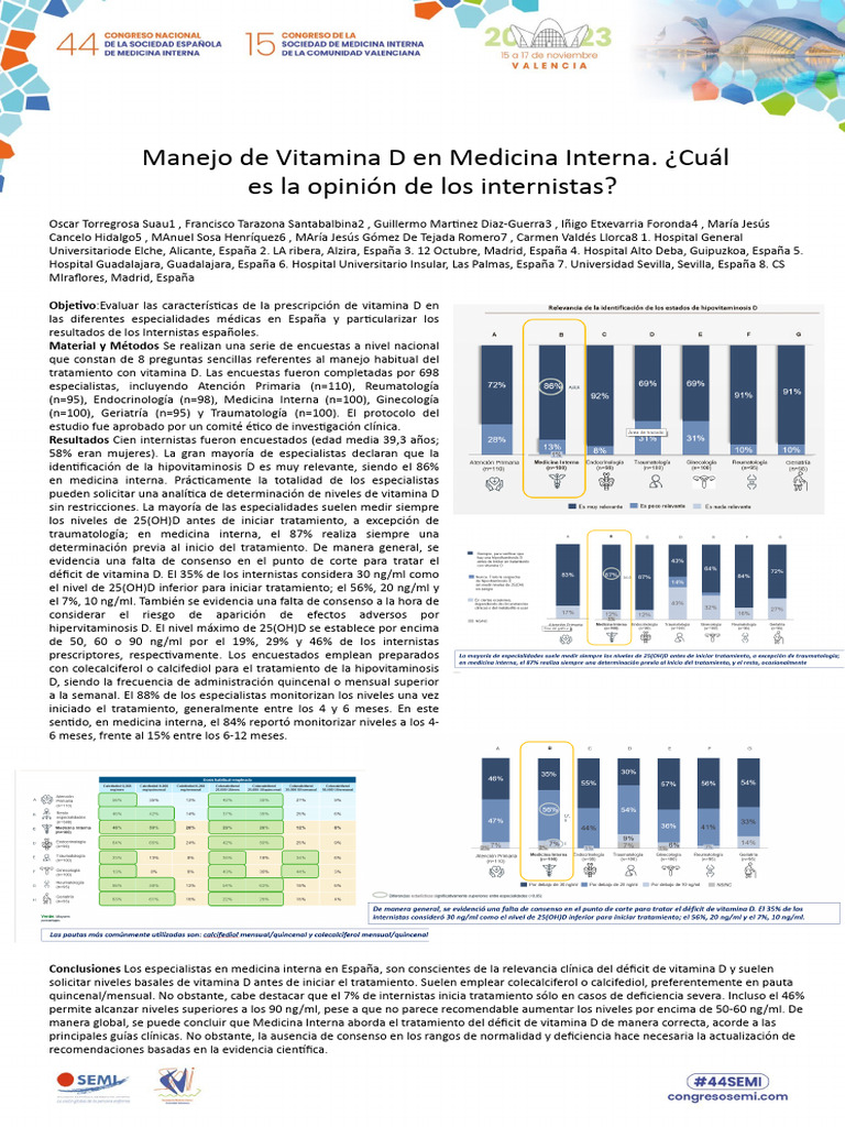 Poster SEMI | Descargar gratis PDF | Vitamina D | Medicina