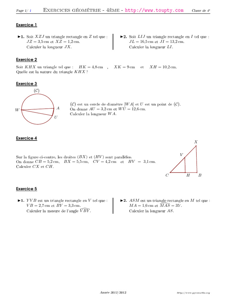 Exercices Geometrie 4eme 1 | PDF