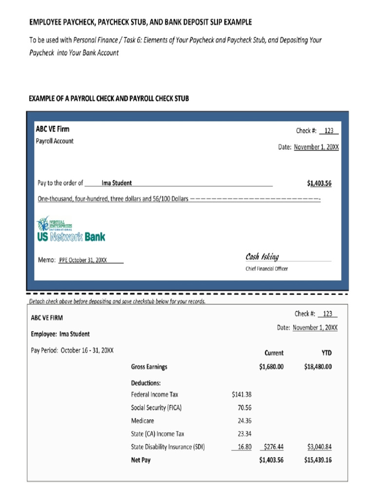 Blank Payroll Check Stub Template 108953 | PDF