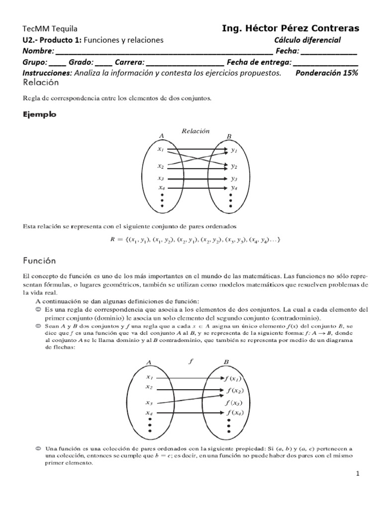 Funciones y Relaciones en Cálculo Diferencial | PDF