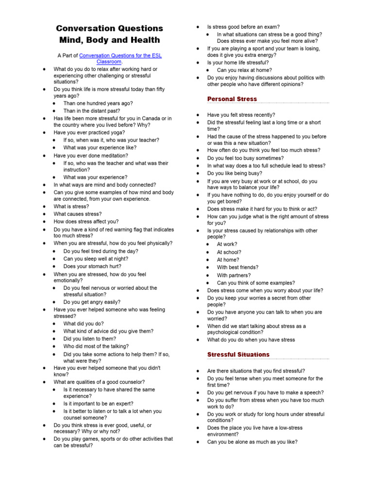 Conversation Questions | PDF