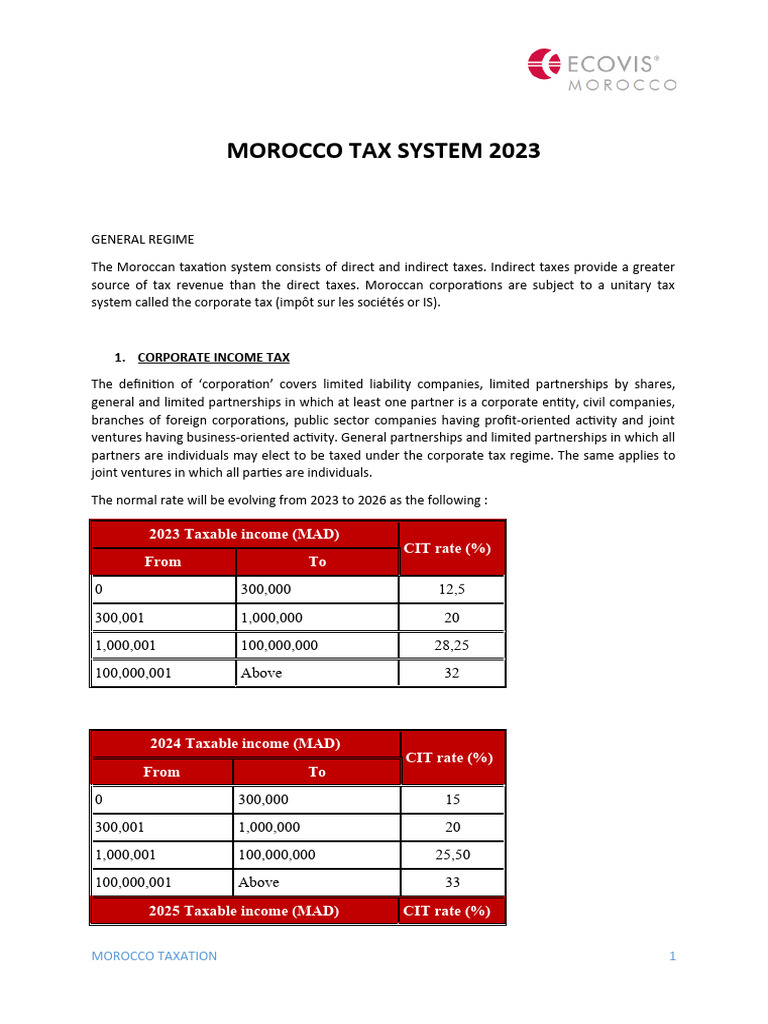 Morocco Tax Presentation 2023 | PDF | Business | Technology & Engineering