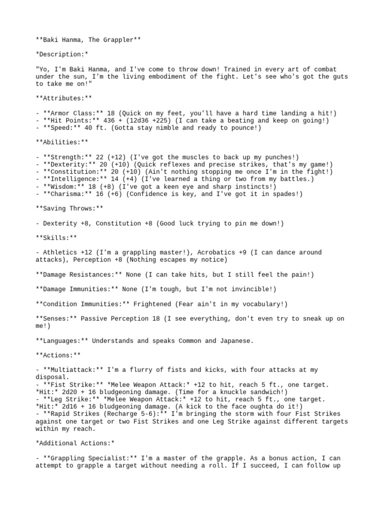 Baki Hanma, The Grappler | PDF | Grappling