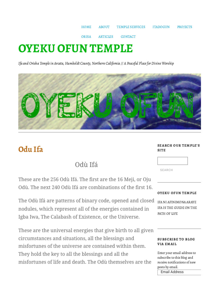 Odu Ifa Oyeku Ofun Temple by Dan Ope Makinde | PDF | Divination | Santería Odu Ifa Oyeku Ofun Temple by Dan Ope Makinde | PDF | Divination | Santería