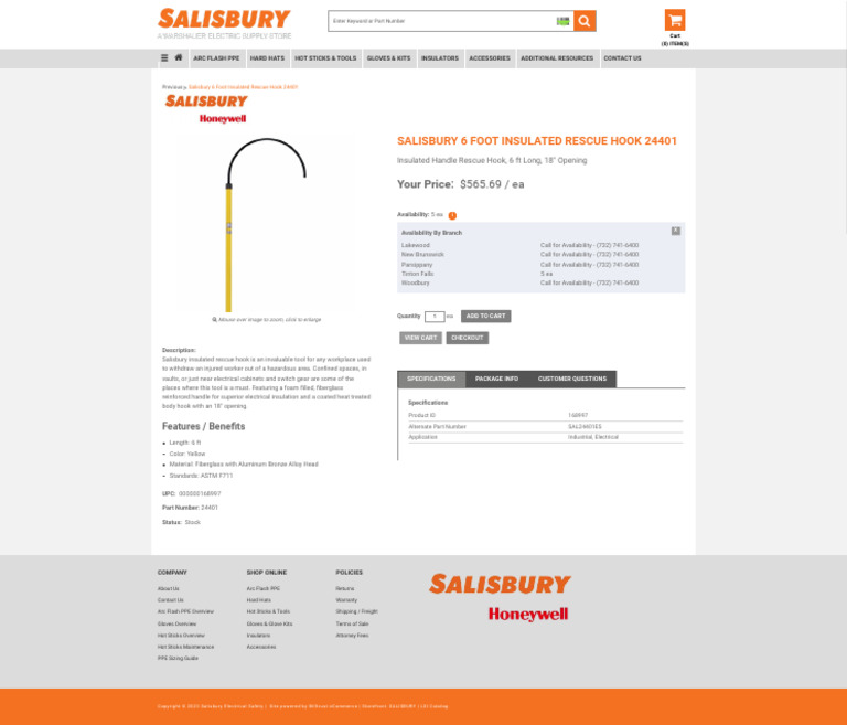 Salisbury 24401 Insulated Rescue Hook | PDF | Personal Protective ...