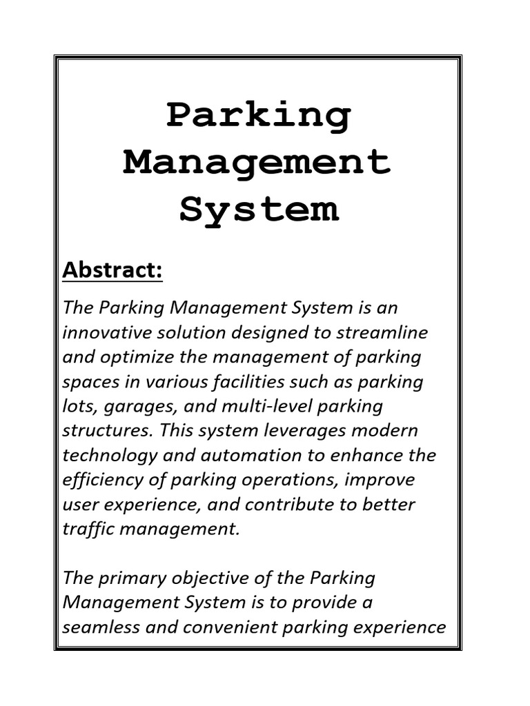 Parking Management System | PDF