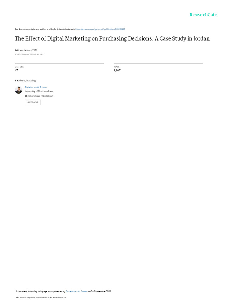 The Effect of Digital Marketing On Purchasing Decisions: A Case Study ...