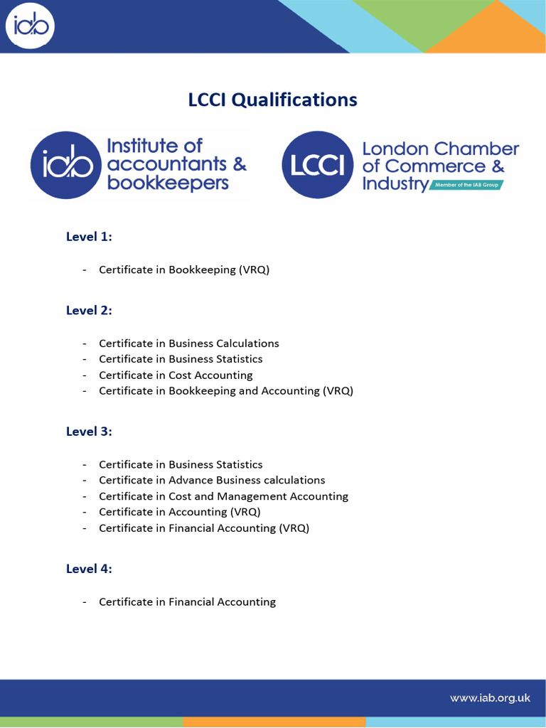 LCCI List of Qualifications PDF Update v2 | PDF