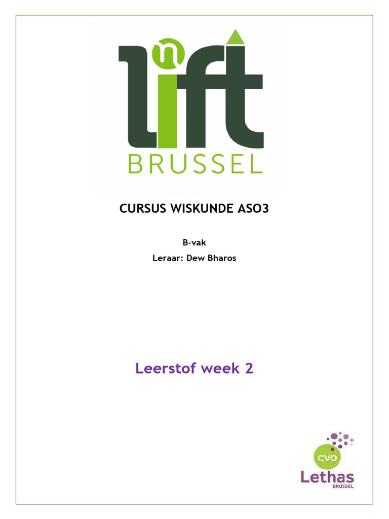 CURSUS WISKUNDE ASO3 Week 2 | PDF