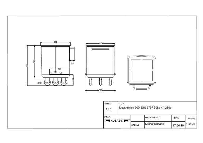 Euro Trolley 300l DIN9797-A4 Poziom | PDF