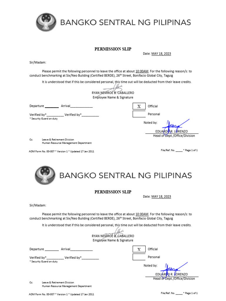 Permission Slip | PDF