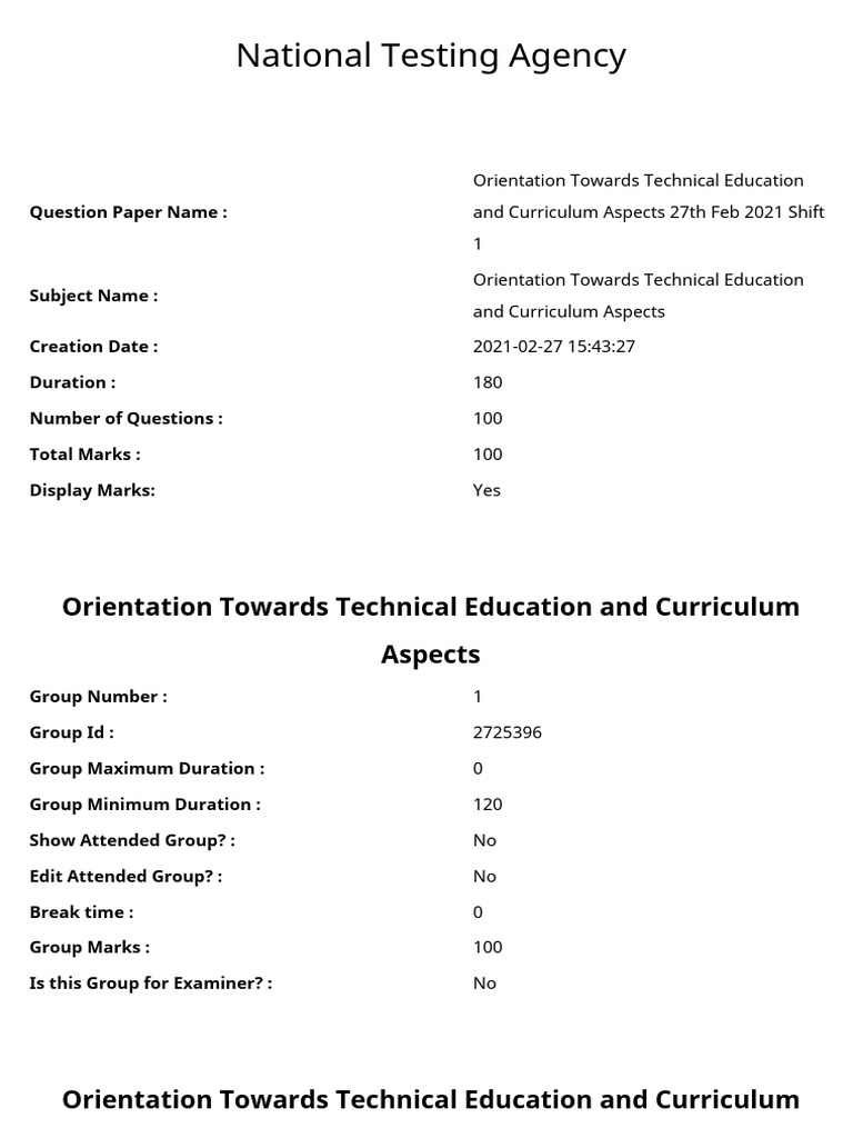 Module 1 A (NITTT Previous year Questions) | PDF